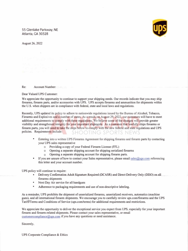 UPS ATF Letter August 2022 | PDF | United Parcel Service | Firearms
