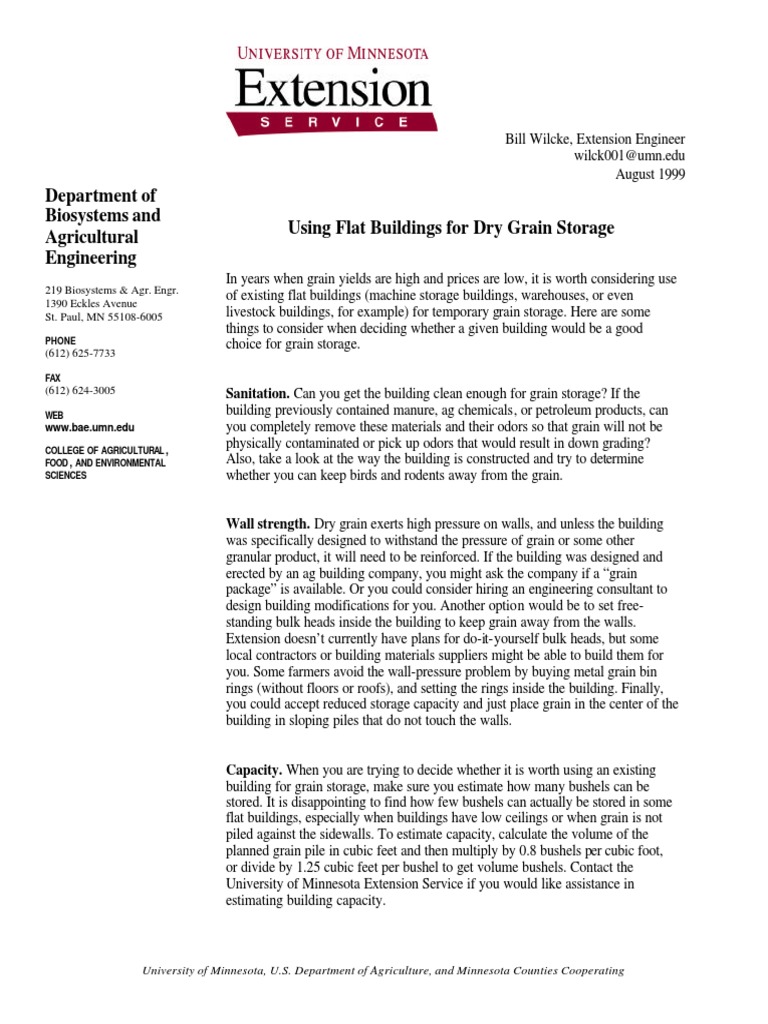 Using Flat Buildings For Dry Grain Storage | PDF | Duct (Flow) | Concrete