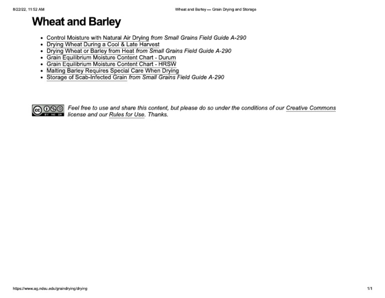 Wheat and Barley Storage | PDF