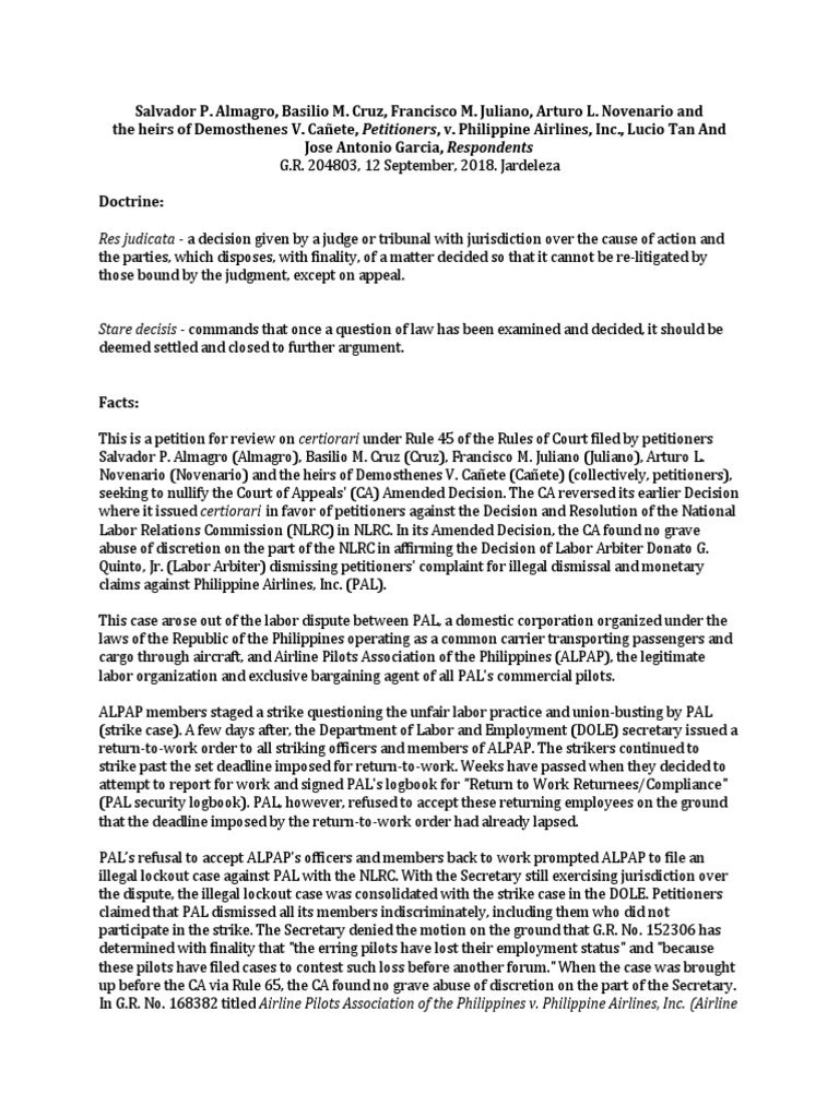 Petition on PAL Dismissal Case | PDF | Strike Action | Union Busting