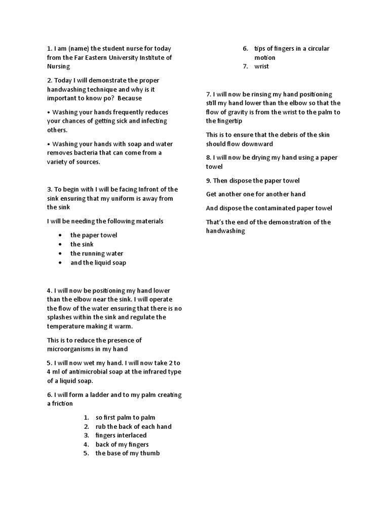 Handwash Script | PDF | Hand Washing