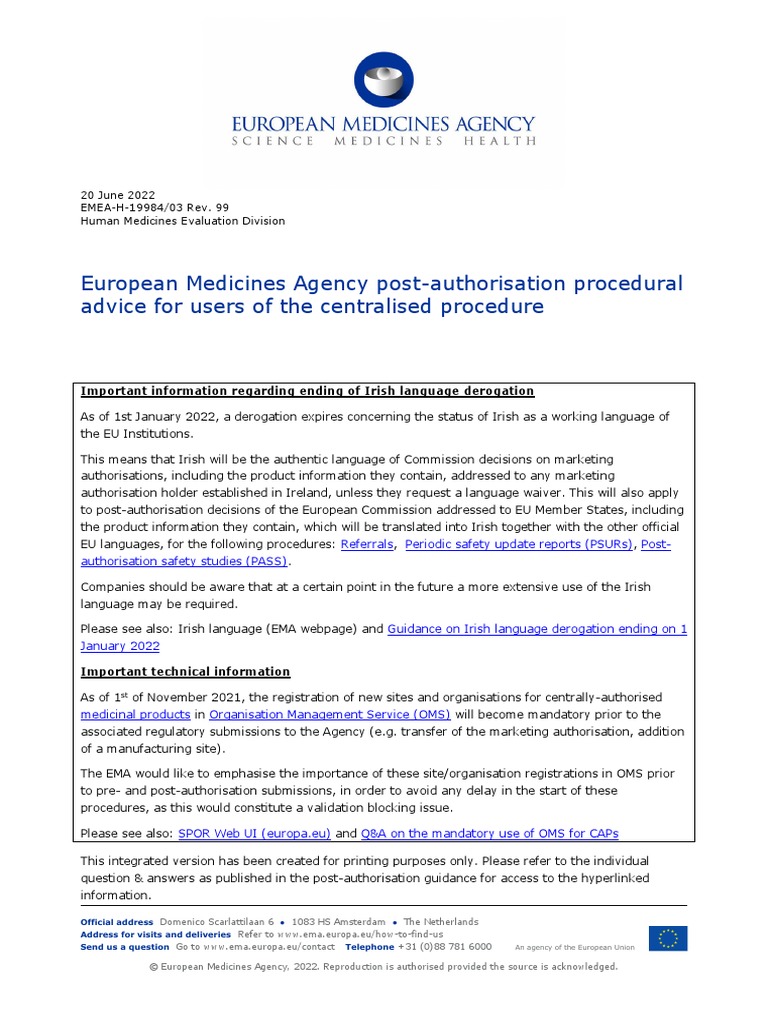 EU Change Classification FAQs | PDF | Pharmacy
