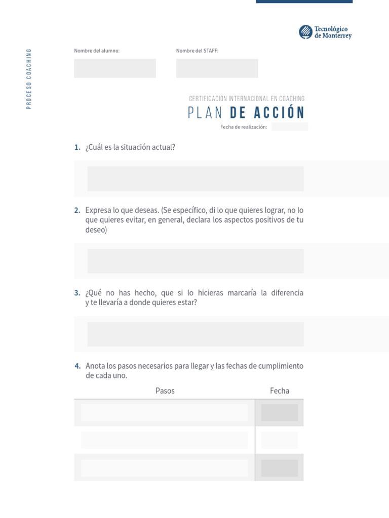 Formato - Plan - de - Accion para Coaching | PDF