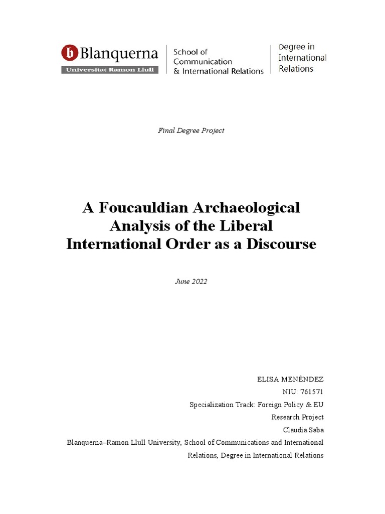 A Foucauldian Archaeological Analysis of The Liberal International ...
