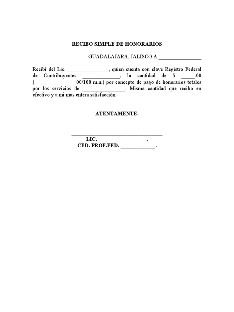 Recibo Simple de Honorarios Notarial | PDF