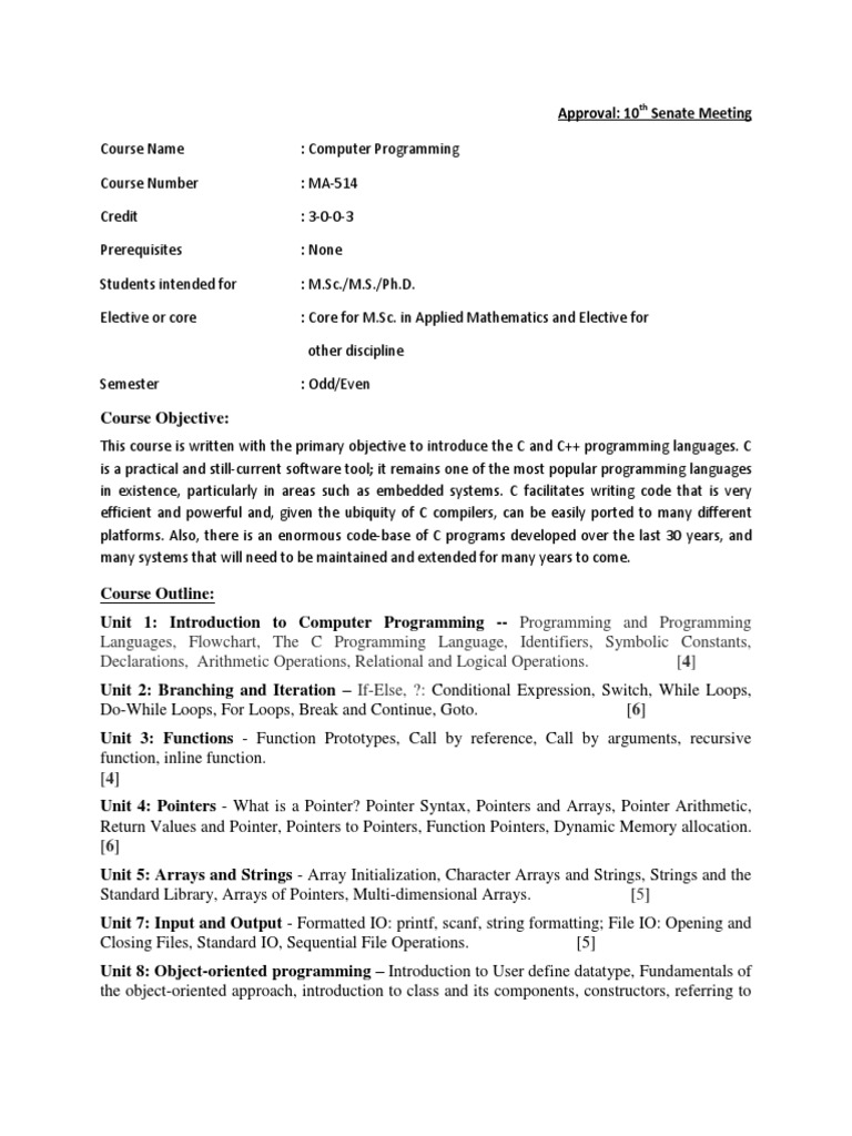 MA514 | PDF | Pointer (Computer Programming) | C (Programming Language)