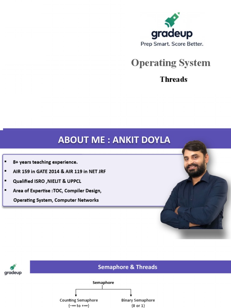 Operating System Semaphore And Threads 13 June 9 00 Am Ppt Nielit Pdf Thread Computing