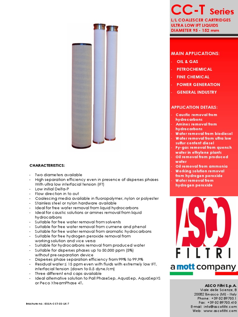 High-Efficiency Coalescer Cartridges | PDF | Liquids | Water