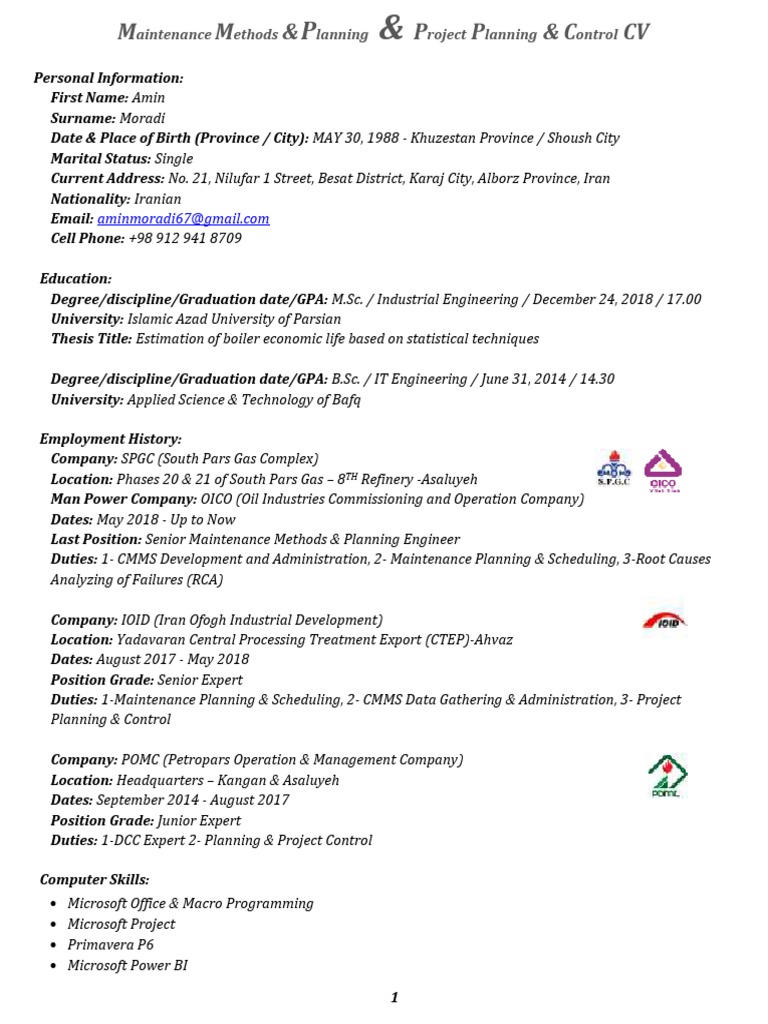 Maintenance Methods & Planning & Project Planning & Control Main CV-1 (1) - 7 | PDF | Business ...