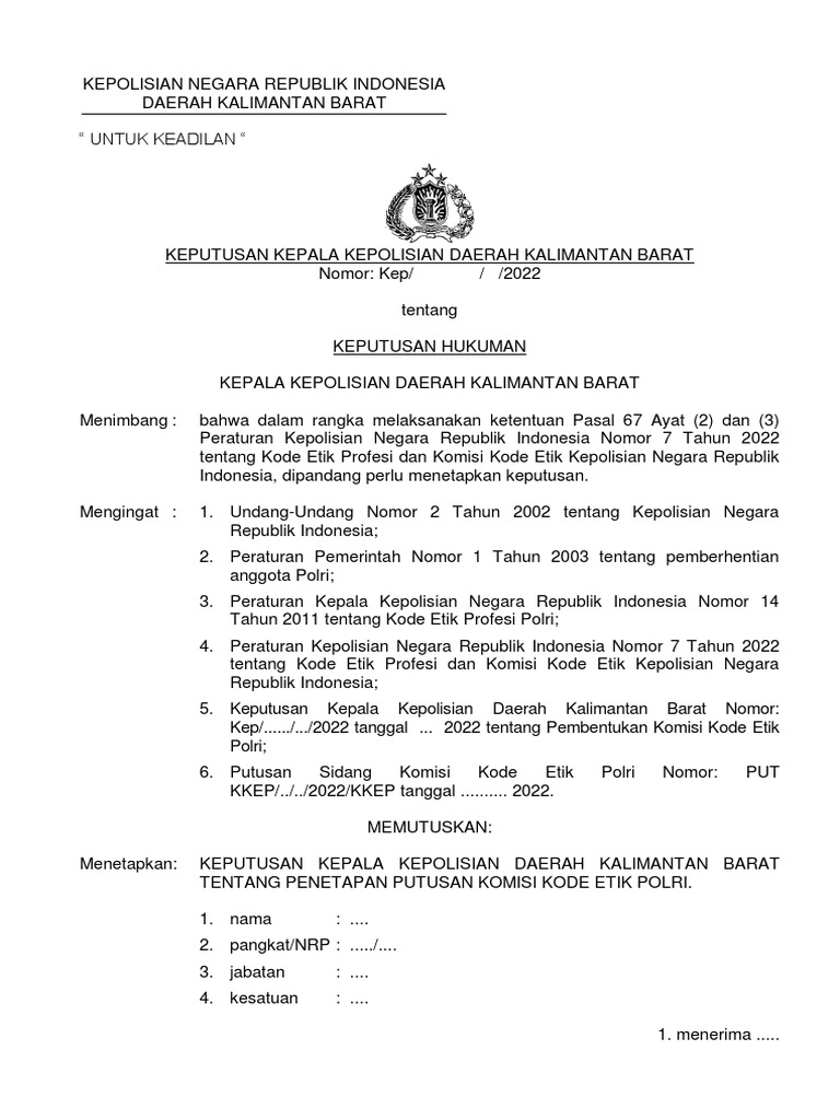 Contoh Keputusan Hukuman Kkep | PDF