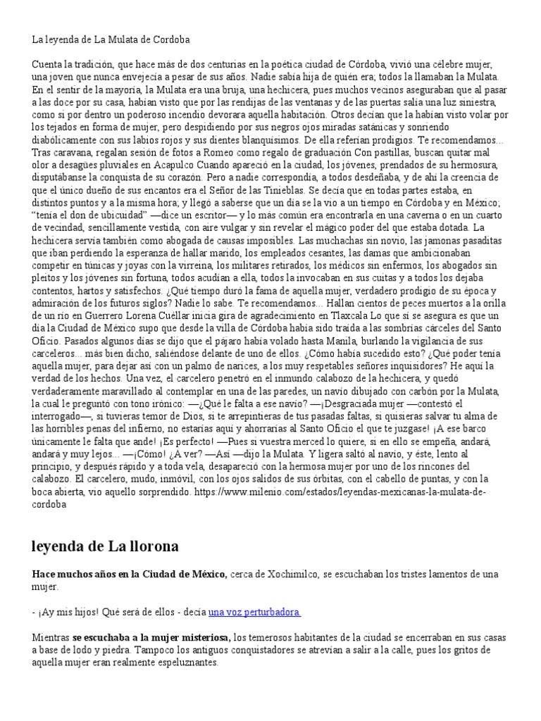 La Leyenda de La Mulata de Cordoba | PDF