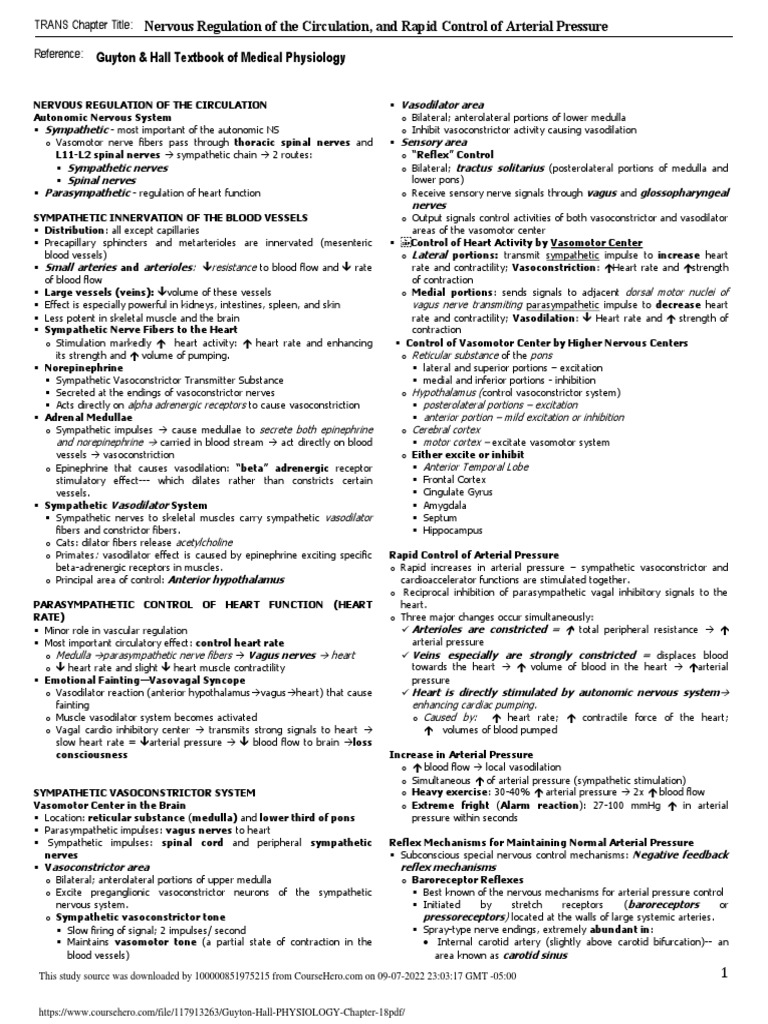 Guyton Hall PHYSIOLOGY Chapter 18 PDF | Download Free PDF ...