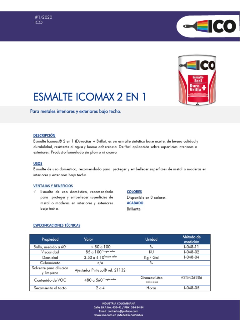 Ico-Esmalte-Icomax - PDF Ficha Tecnica | PDF | Pintar | Agua