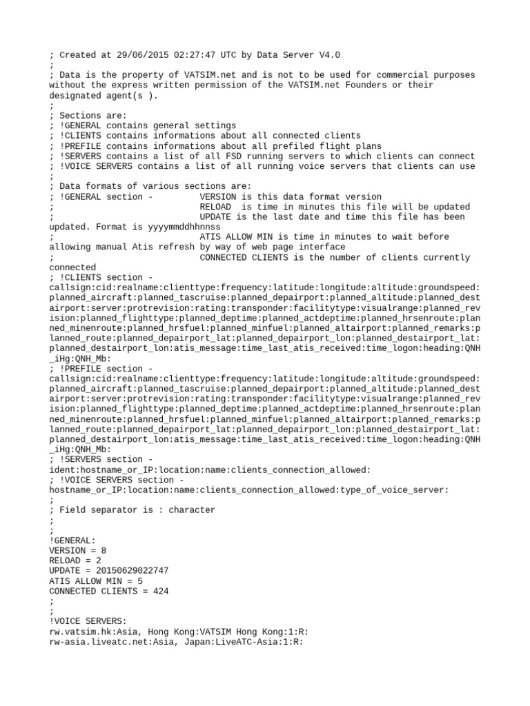 Vatsim-Data-Long Atis KLAX | PDF | Server (Computing) | Client (Computing)