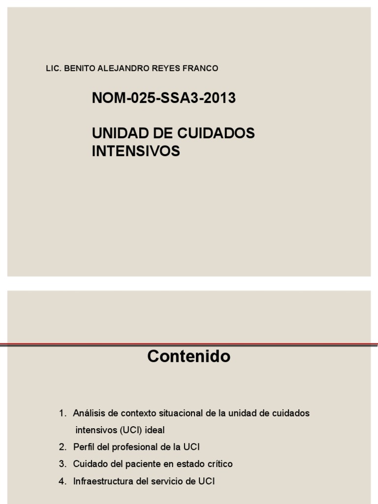 Nom 025 | Descargar gratis PDF | Unidad de Cuidados Intensivos | Medicina de Cuidados Intensivos