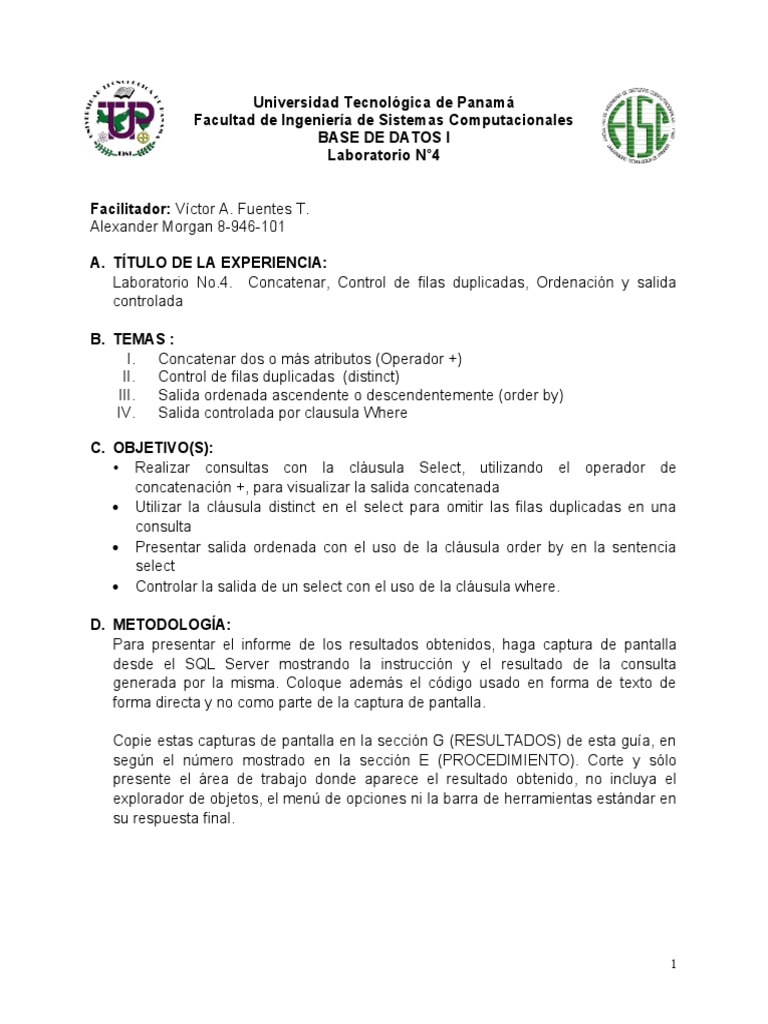 Laboratorio 4 - BDI - 2022 | PDF | SQL | Informática