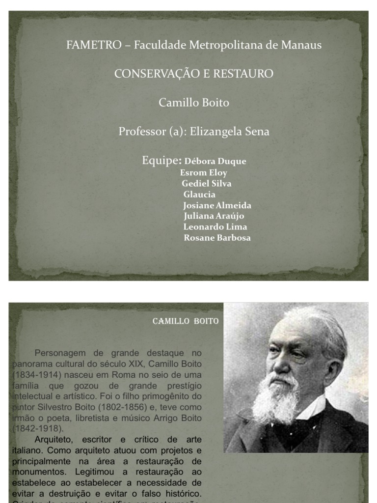 Camillo Boito | PDF | Ciências Sociais