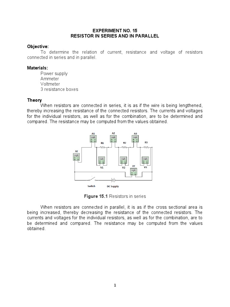 Expt. No. 15 Resistor in Series and in Parallel | Download Free PDF ...