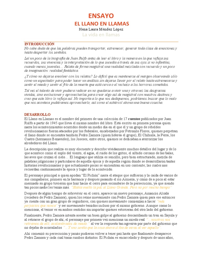 Ensayo El Llano en Llamas | PDF | Moralidad
