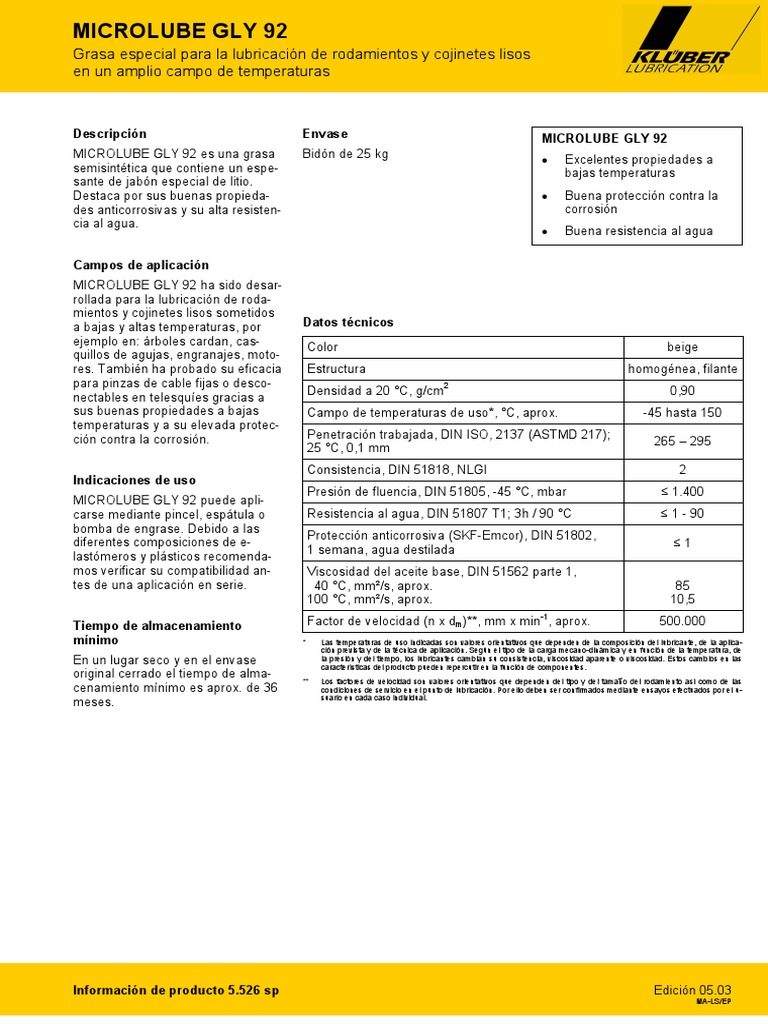 Kluber - Microlube Gly 92-Sp | PDF | Agua | Residuos
