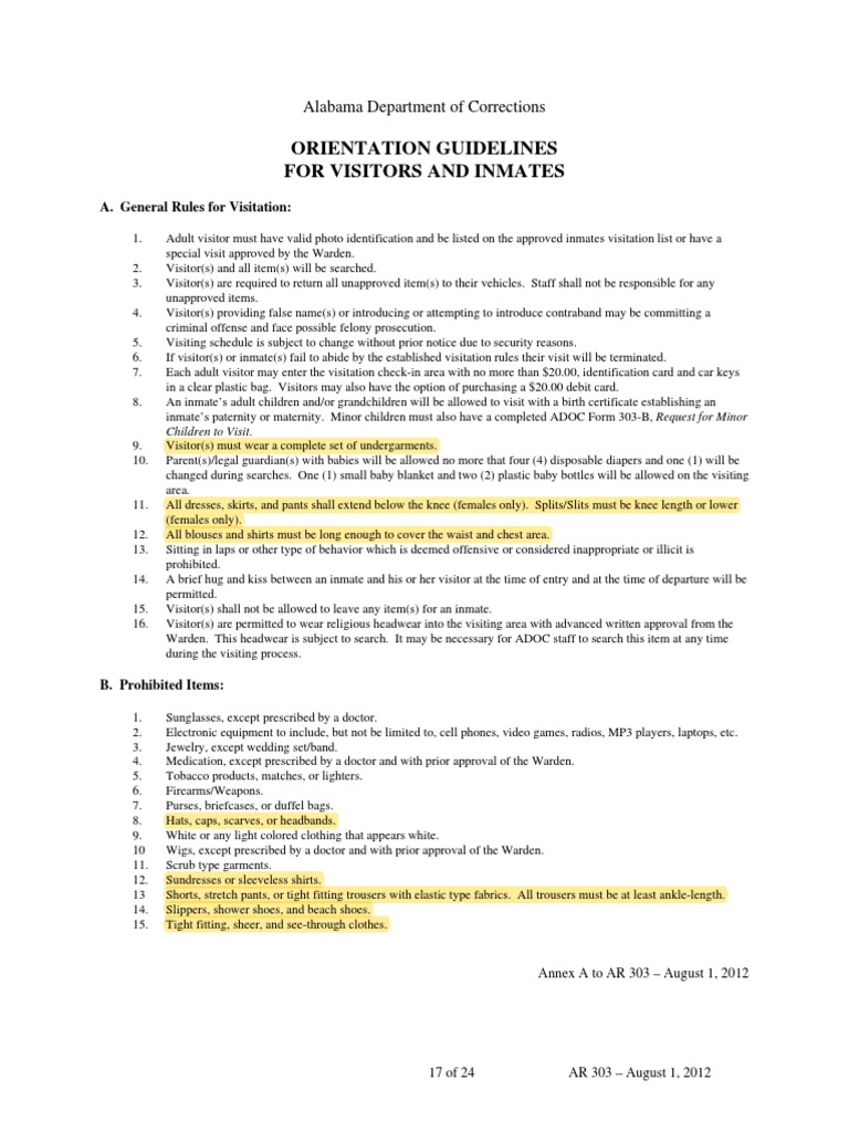 Alabama Department of Correction Administrative Regulation | PDF ...