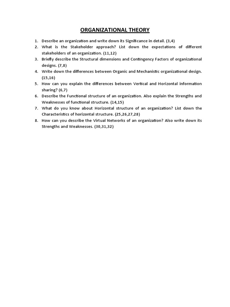 Organizational Theory 1 | PDF