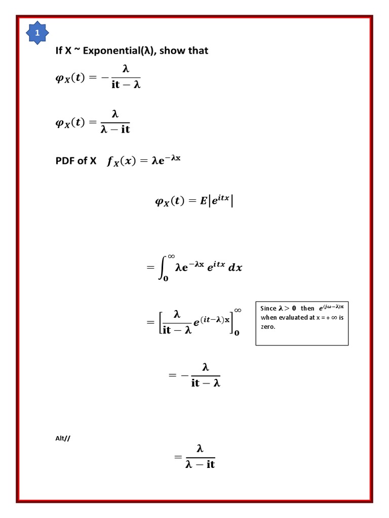 Characteristic Function Exercises | PDF | Scientific Theories | Probability