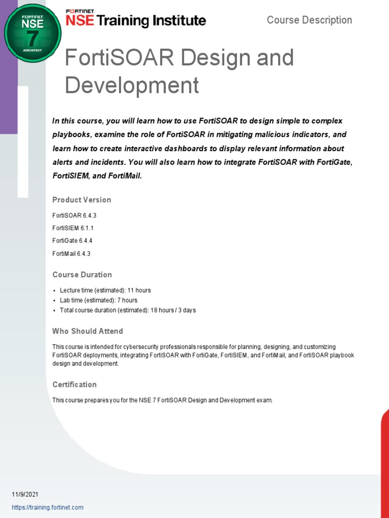 FortiSOAR Design and Development 6.4 Course Description | PDF ...