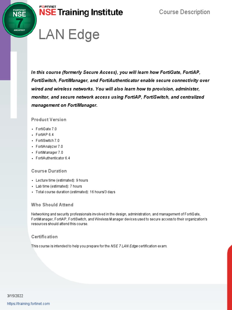 LAN Edge 7.0 Course Description | PDF | Radius | Computer Network