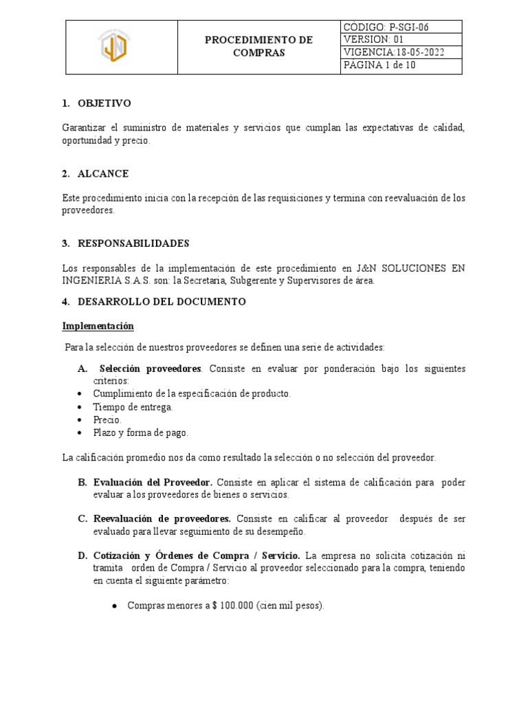 P-Sgi-06 Procedimiento de Compras | PDF | Mercado (economía) | Business