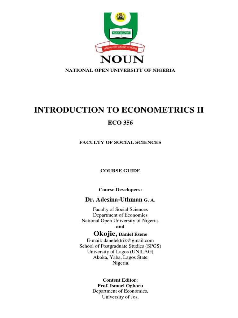 Introduction to Econometrics II Guide | PDF | Regression Analysis ...