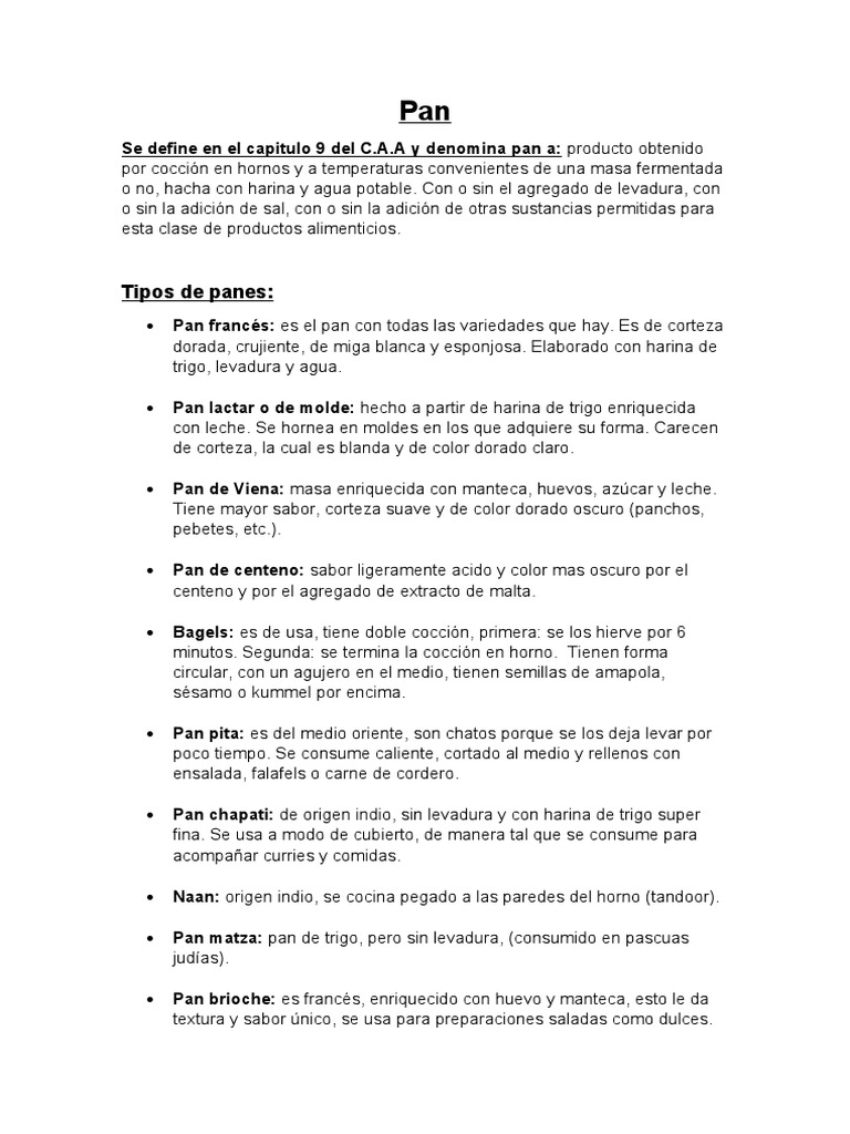 Tipos y elaboración del pan: guía completa | PDF | Panes | Levadura