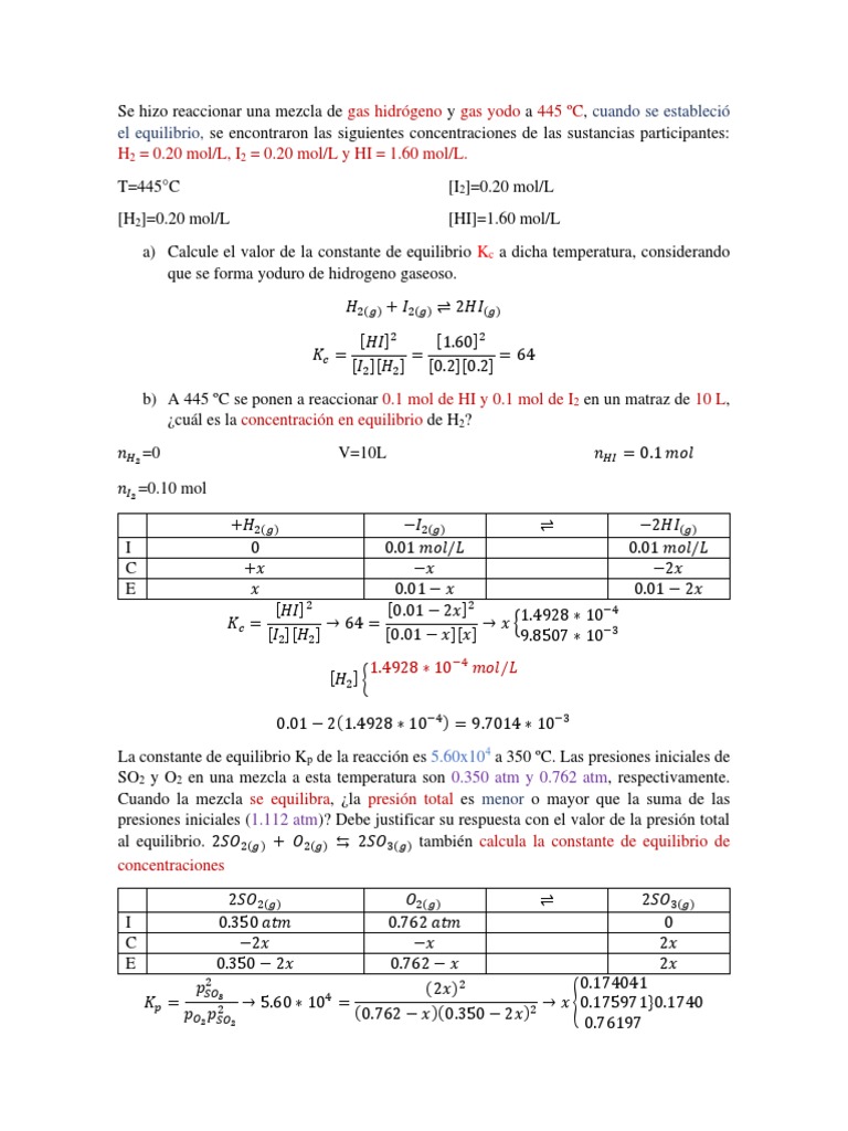 Ejercicios Equilibrio-Termo | PDF | Termodinámica | Química Física