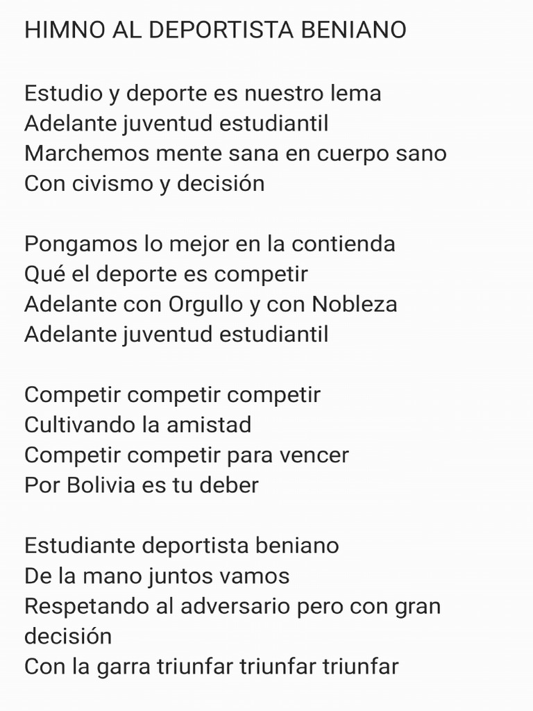 Himno Al Deportista Beniano | PDF