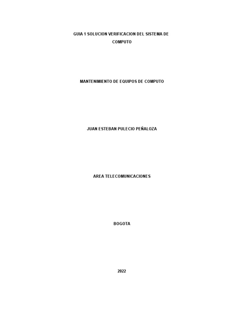 Guia 1 Verificacion Del Sistema De Computo Pdf Sistema Operativo