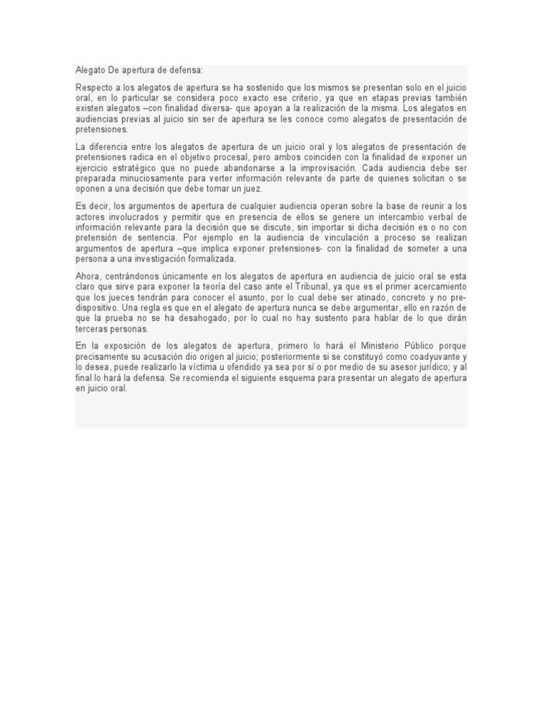 Alegato de Apertura de Defensa | PDF