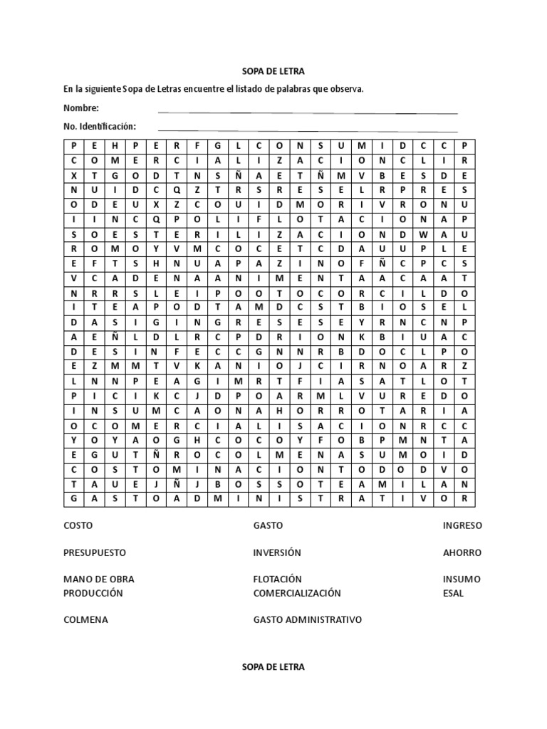 Sopa Letra | PDF | Presupuesto | Ciencias económicas