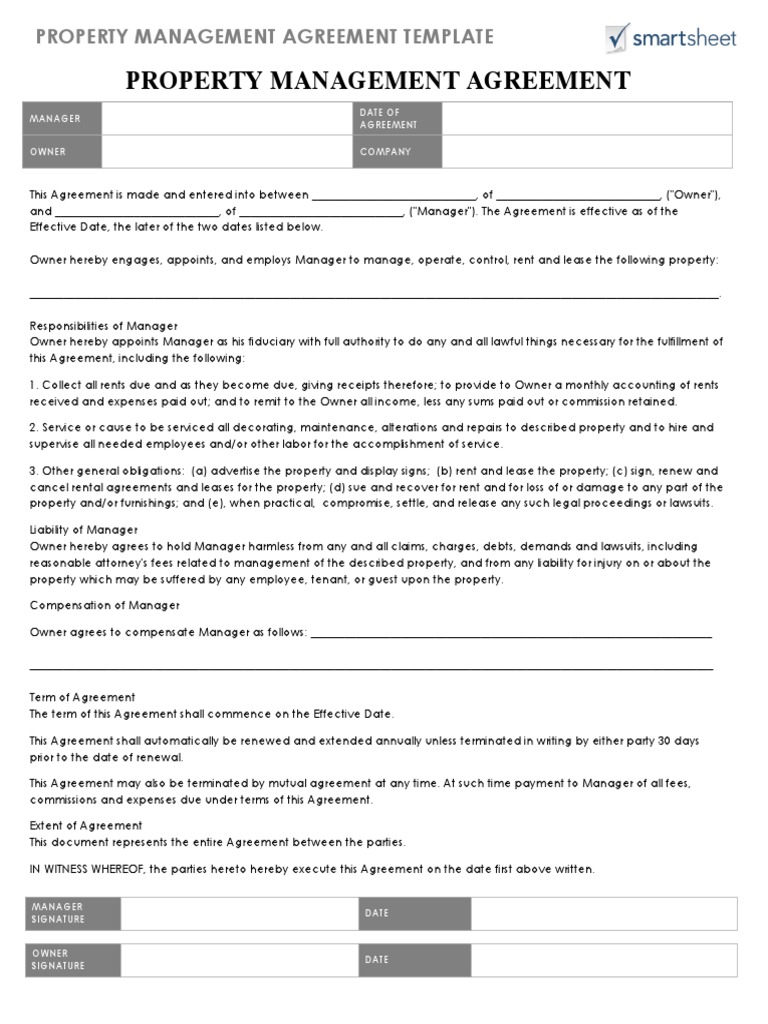 IC Property Managment Agreement Template PDF | PDF | Renting | Legal ...
