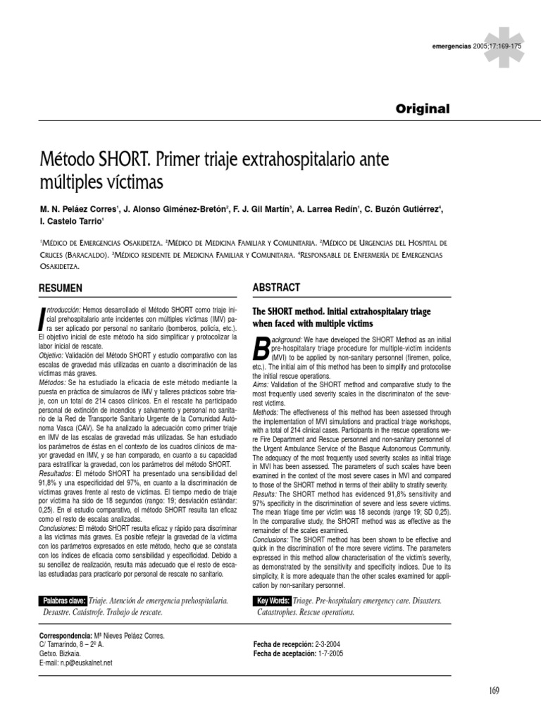 Método SHORT de Triage Prehospitalario | Descargar gratis PDF ...