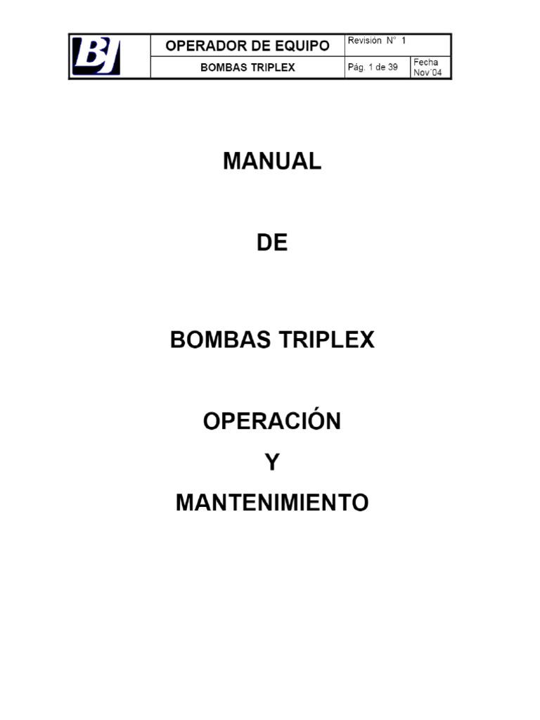 Manual Bombas Triplex Operación y Mantenimiento - PDF Free Downloads | PDF