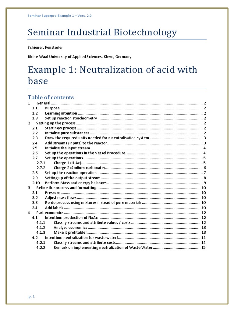 Example 1 v2.0 (Neutralización) | PDF | Chemical Reactor | Chemical ...