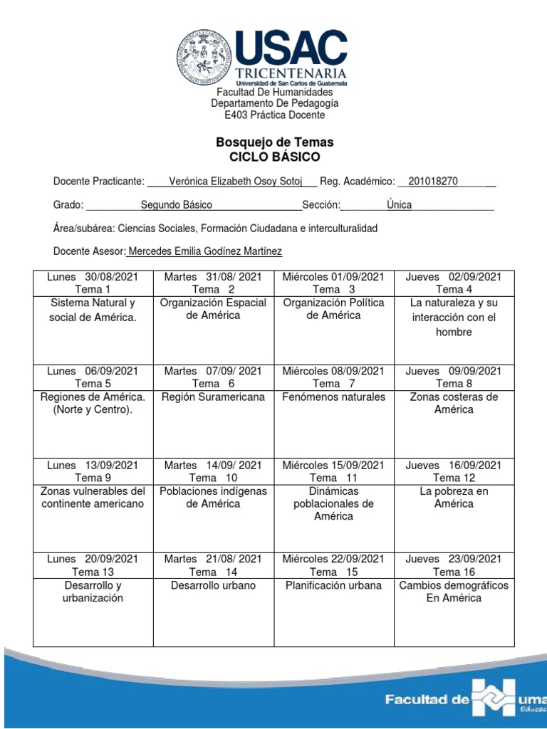 Modelo de Bosquejo y Plan de Bloque | PDF | Américas | Maestros