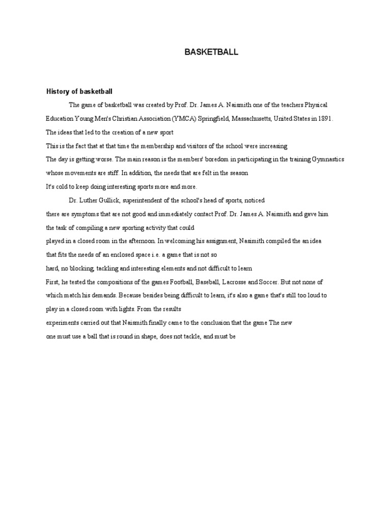 Basketball History | PDF | Games Of Physical Skill | Sports Rules And ...