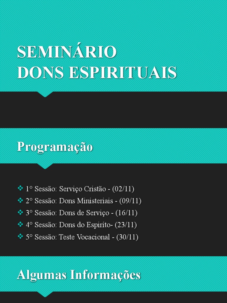 Dons Espirituais - Serviço Cristão | PDF | Presente espiritual | Igreja ...