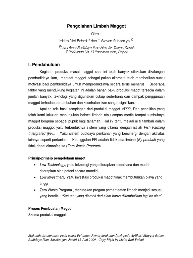 Pengolahan Limbah Maggot untuk Pupuk Organik | PDF