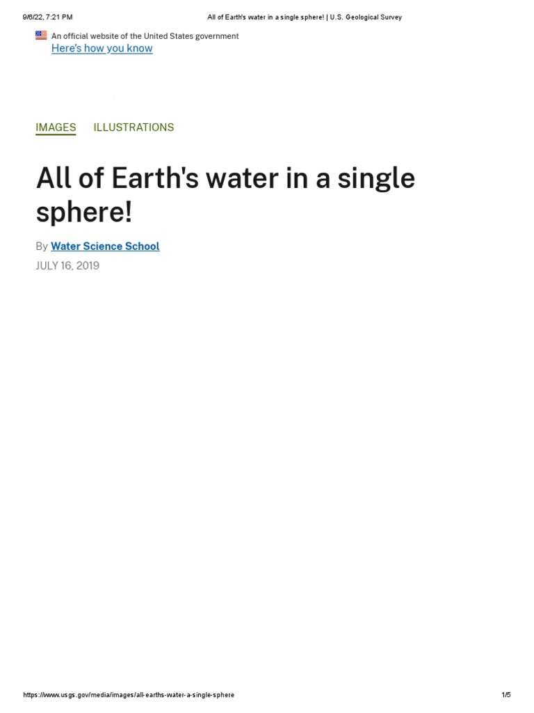 All of Earth's Water in A Single Sphere! - U.S. Geological Survey | PDF ...