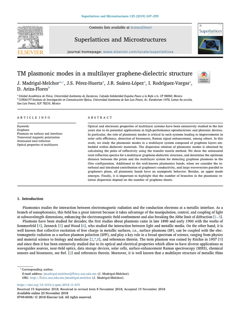 TM Plasmonic Modes in A Multilayer Graphene-Dielectric Structure | PDF ... TM Plasmonic Modes in A Multilayer Graphene-Dielectric Structure | PDF ...