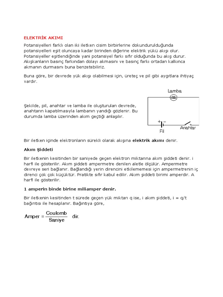 Elektrik Akimi Ve Lambalar | PDF
