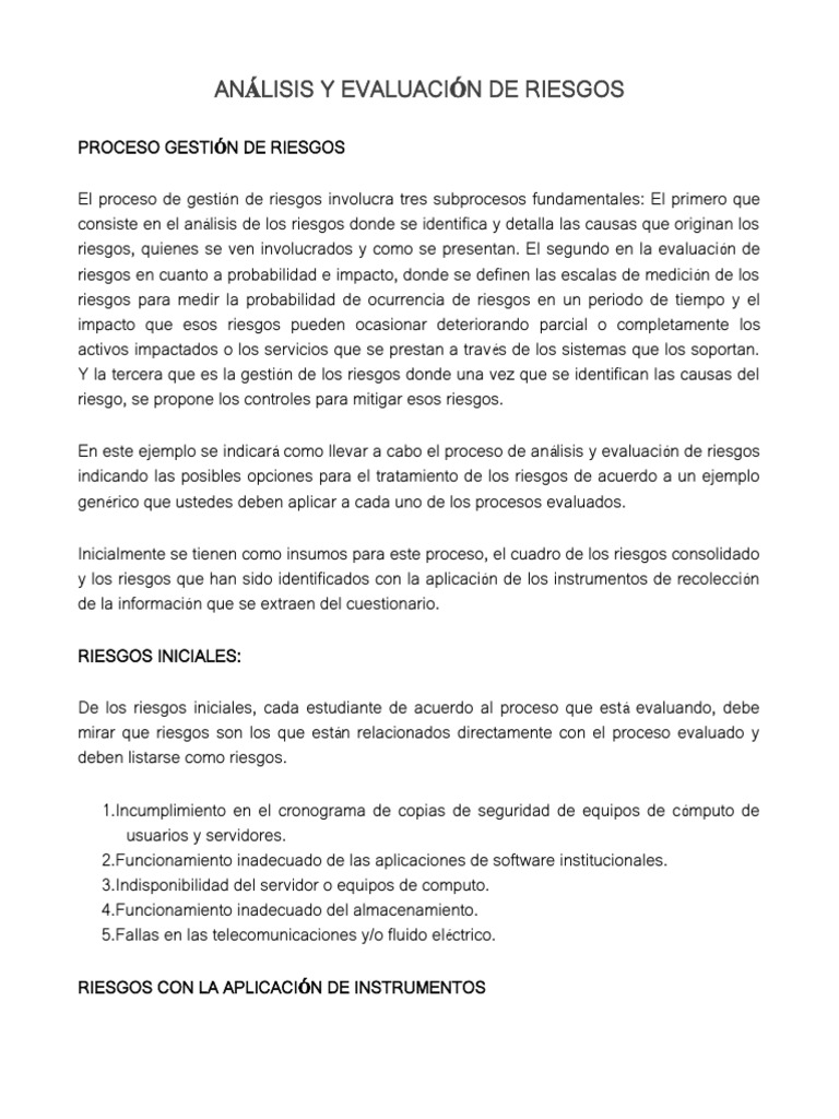 Análisis y Evaluación de Riesgos | PDF | Riesgo | Probabilidad
