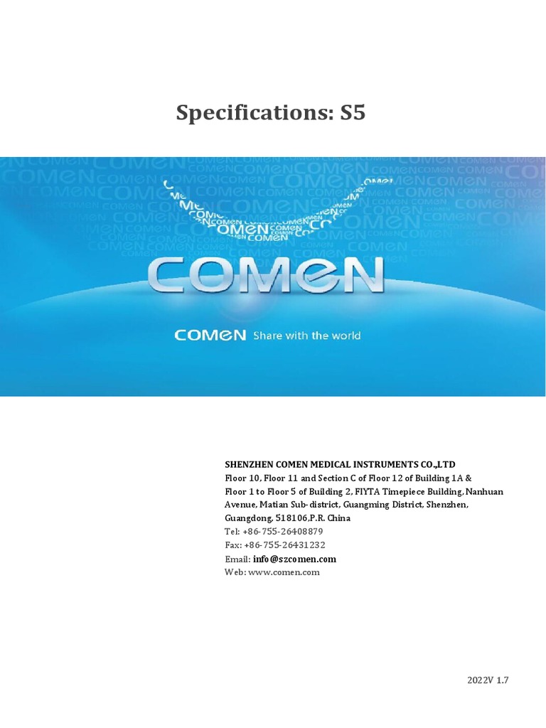 Specifications of S5 - Comen | PDF | Electrocardiography | Electrical Engineering